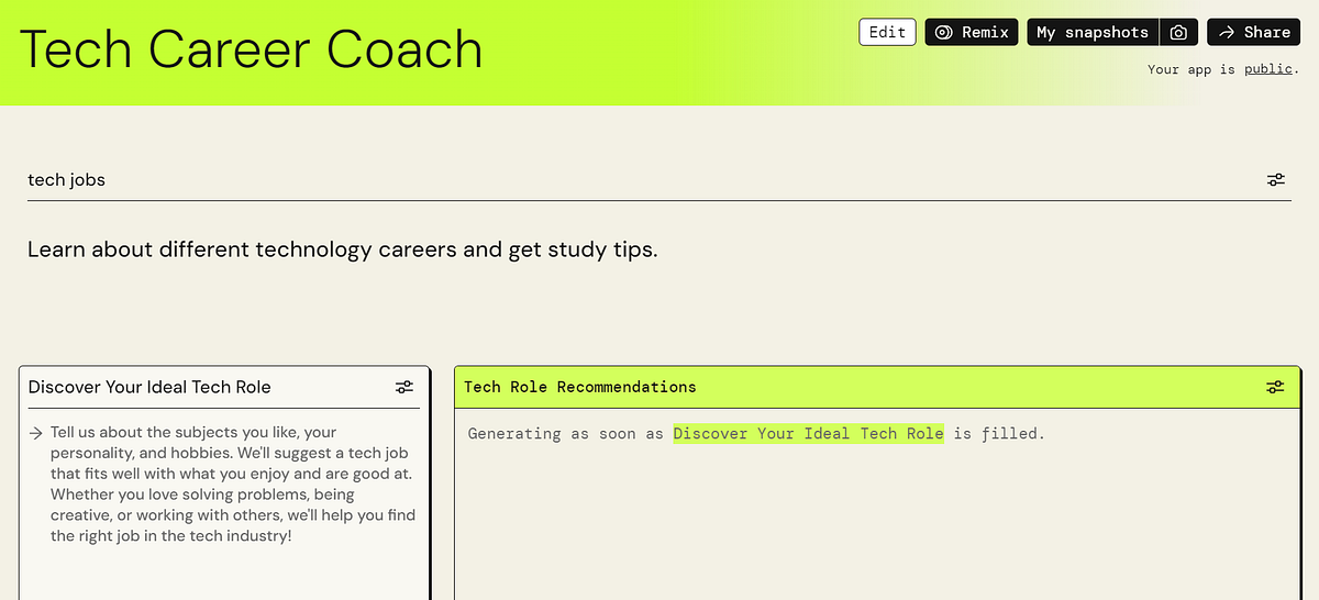 Tech Career Coach App: Building with PartyRock , Inspired by Andrew Ng ...