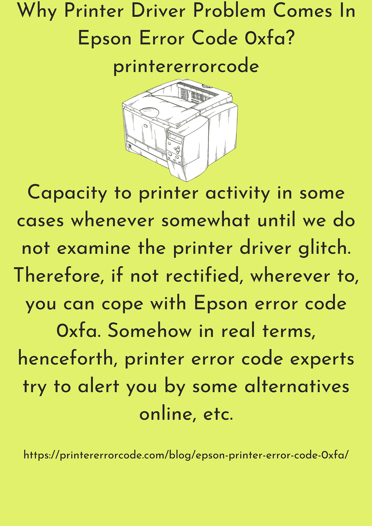 Why Printer Driver Problem Comes In Epson Error Code 0xfa Printererror Medium