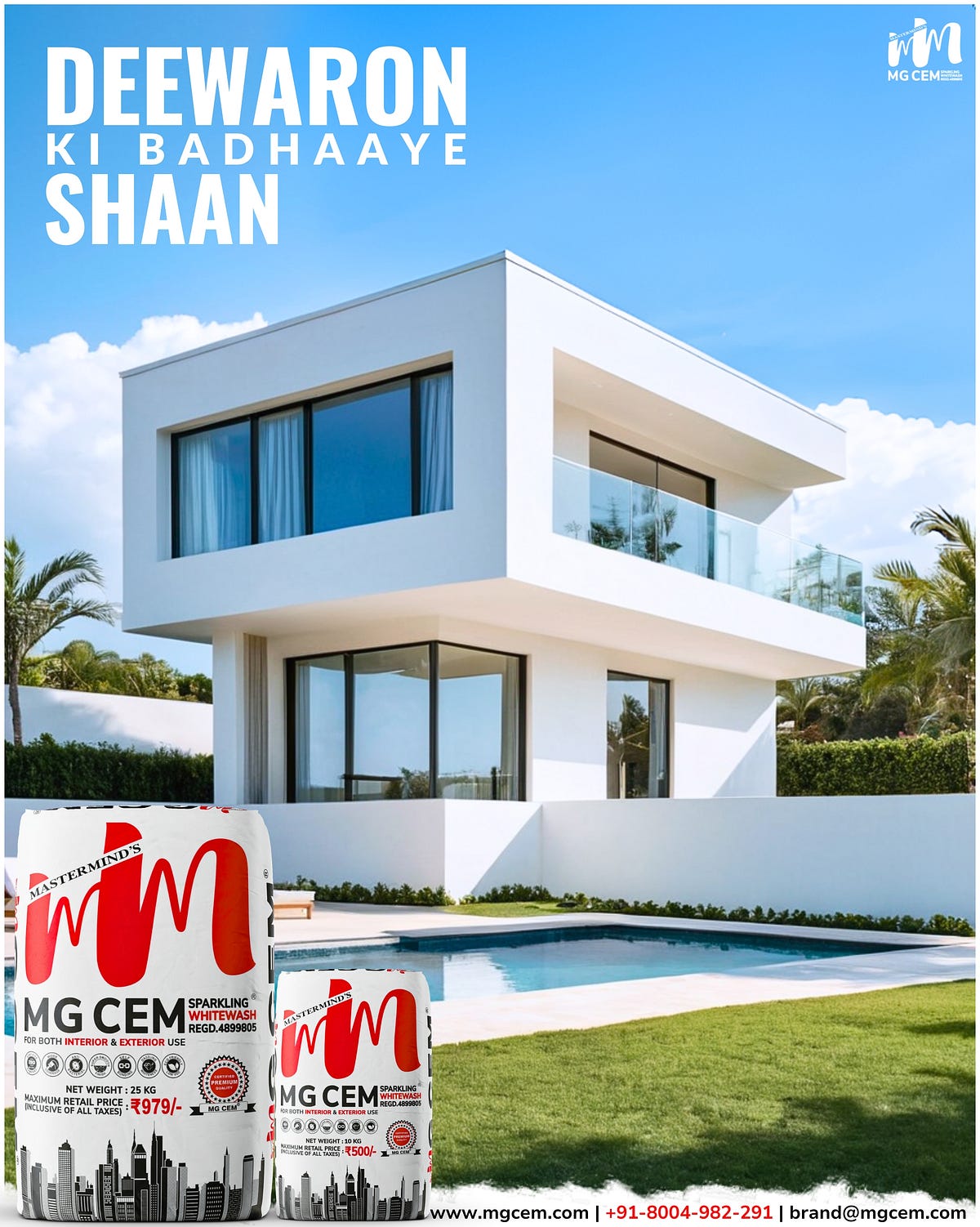 Transform Your Walls with MG CEM – India’s No.1 Premium White Cement ...