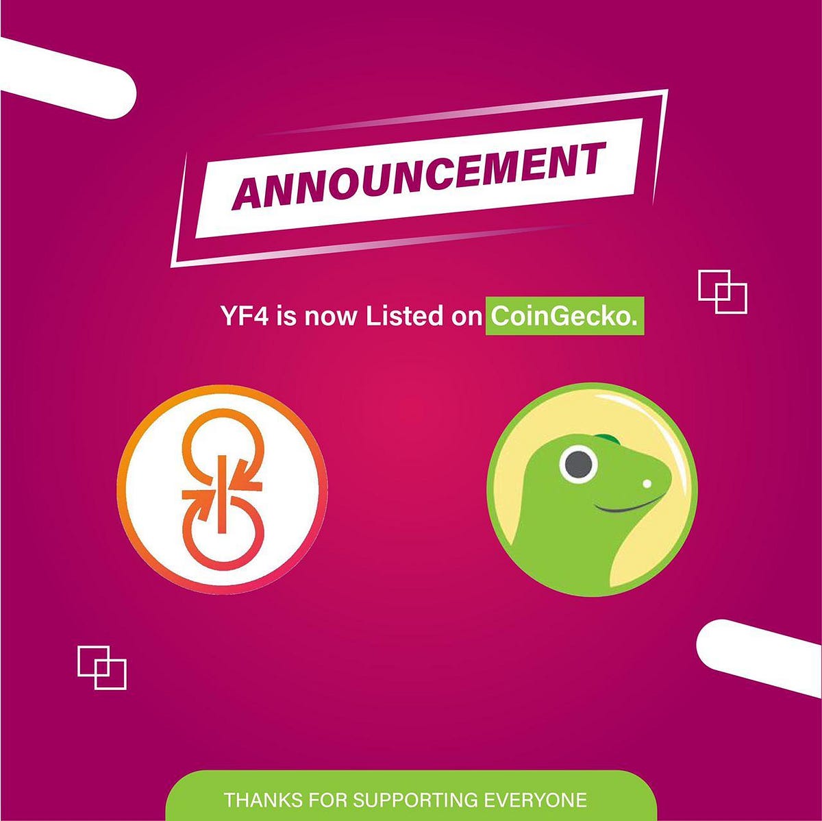YF4 is now Listed on Coingecko. The Yearn4 Finance Team is thrilled to ...