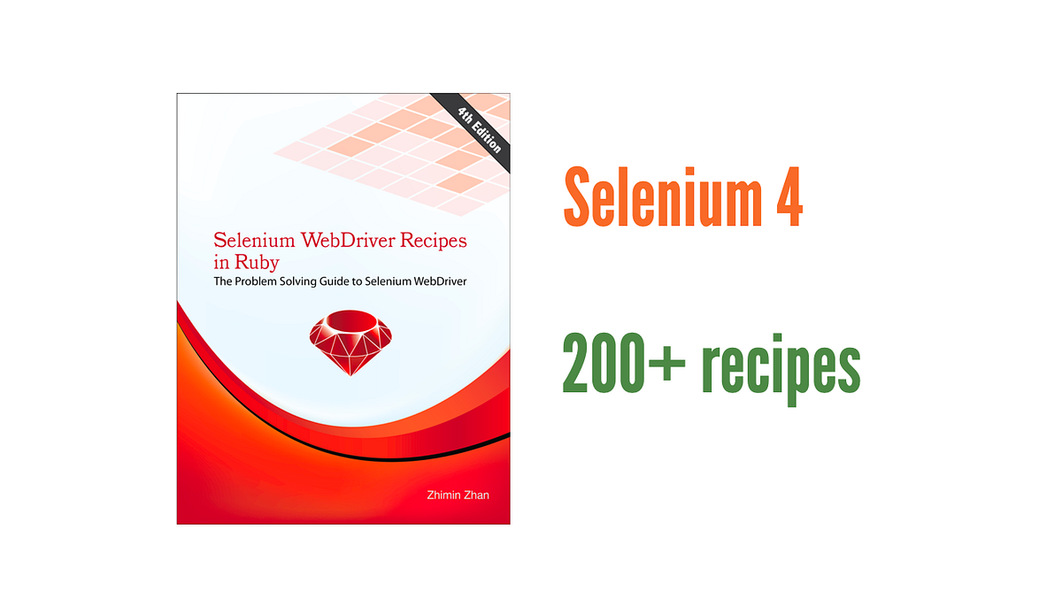 Selenium Webdriver Recipes In Ruby 4th Edition Is Released By Zhimin 7667