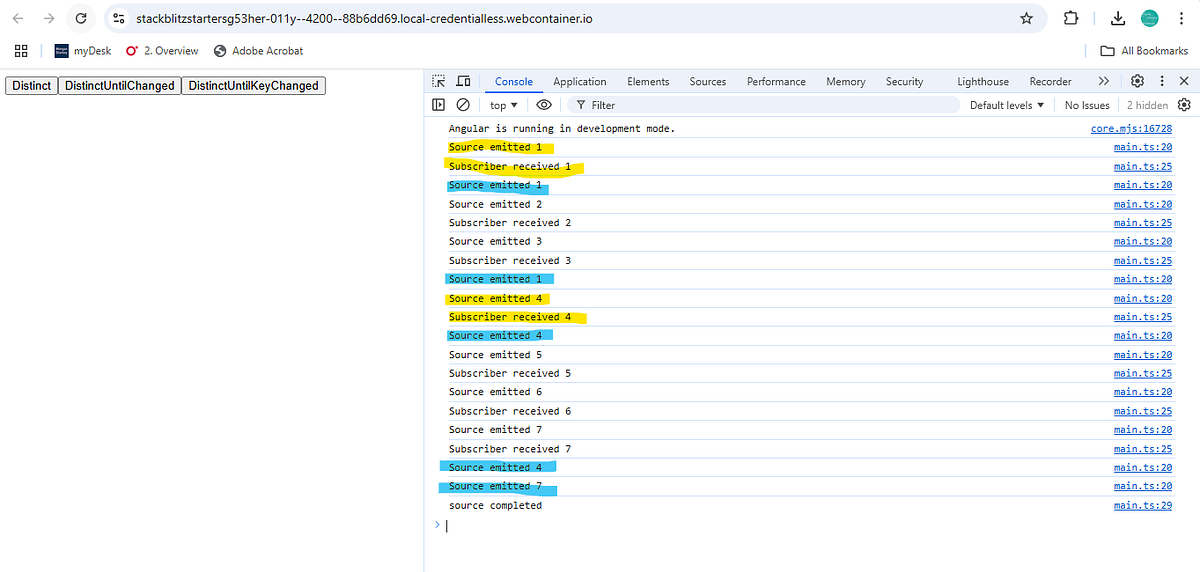 RXJS: distinct vs distinctUntilChanged vs distinctUntilKeyChanged operators | by Angular ...
