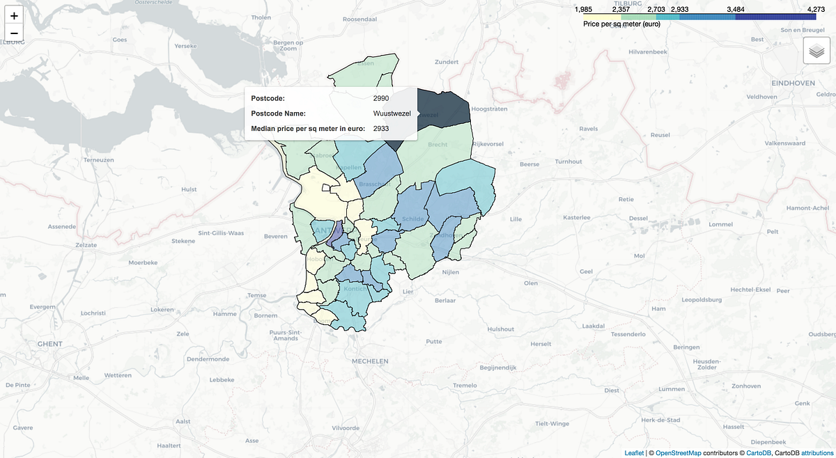 Visualize real estate prices of different neighborhoods using the ...