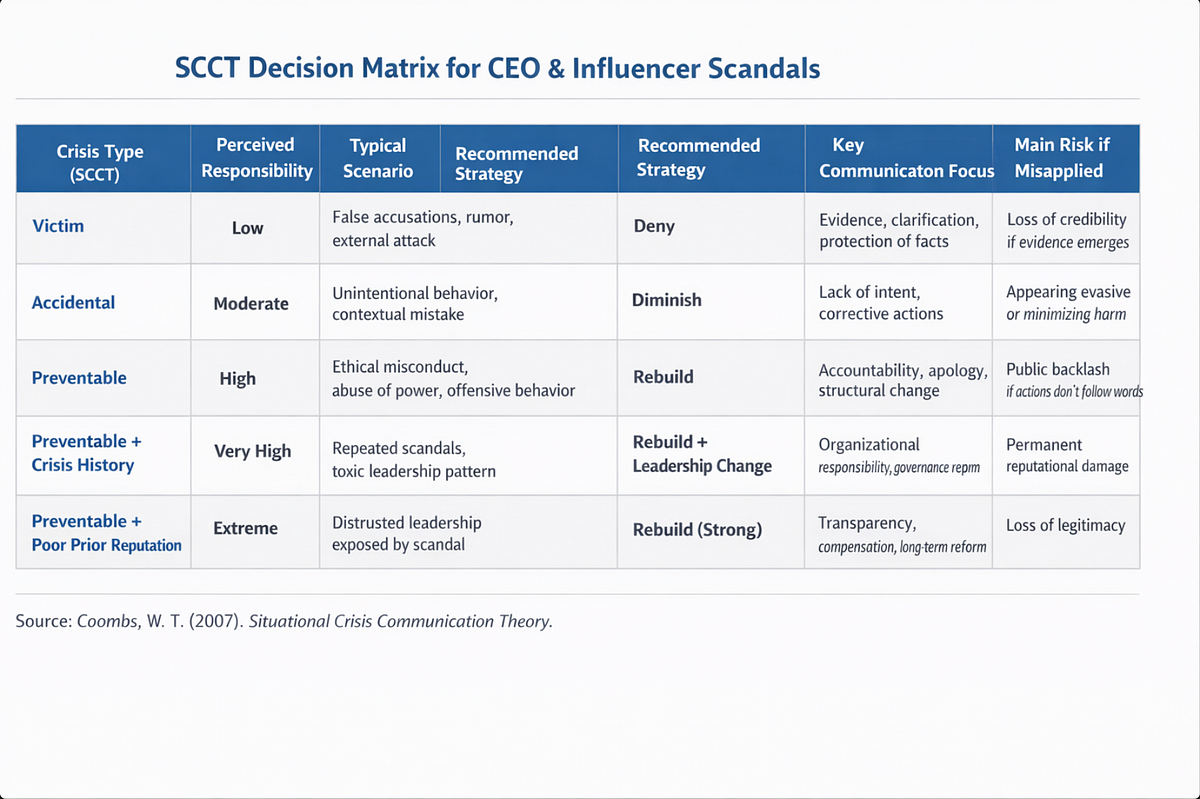 When a CEO Becomes the Crisis. How SCCT explains why some scandals ...