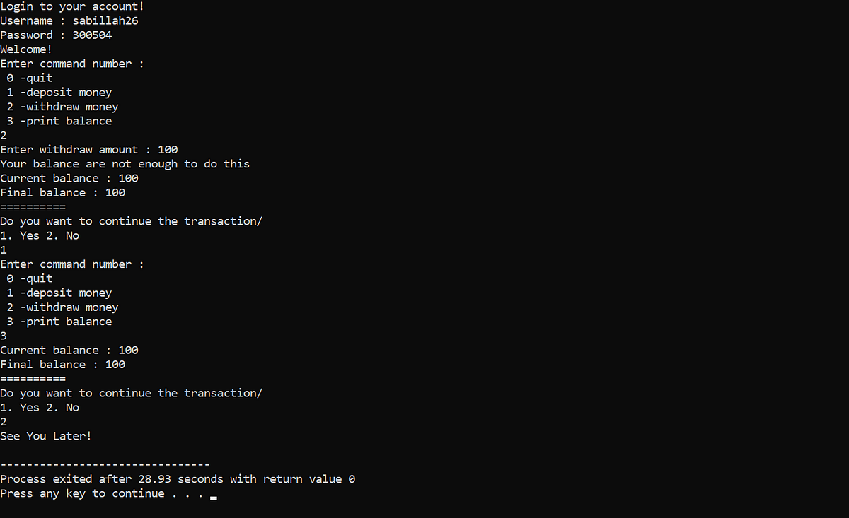Program Cara Kerja ATM Bank. Oleh Balqis Salsabillah — 1227050028 | by ...