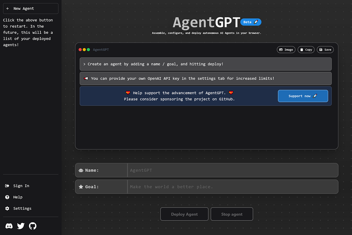 Autonomous AI — AgentGPT. If you are enjoying ChatGPT you have to… | by Jim Luhrs | Medium