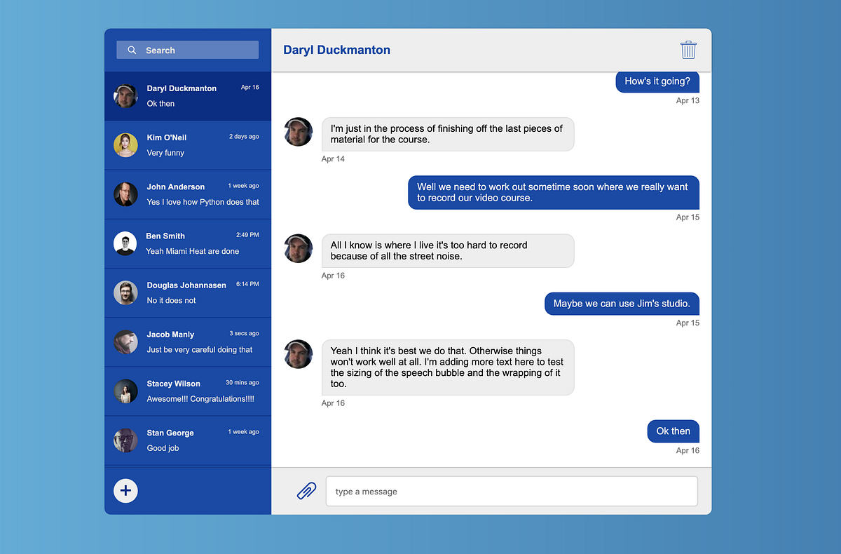 Building a Chat application using Flexbox | by Daryl Duckmanton | Quick ...