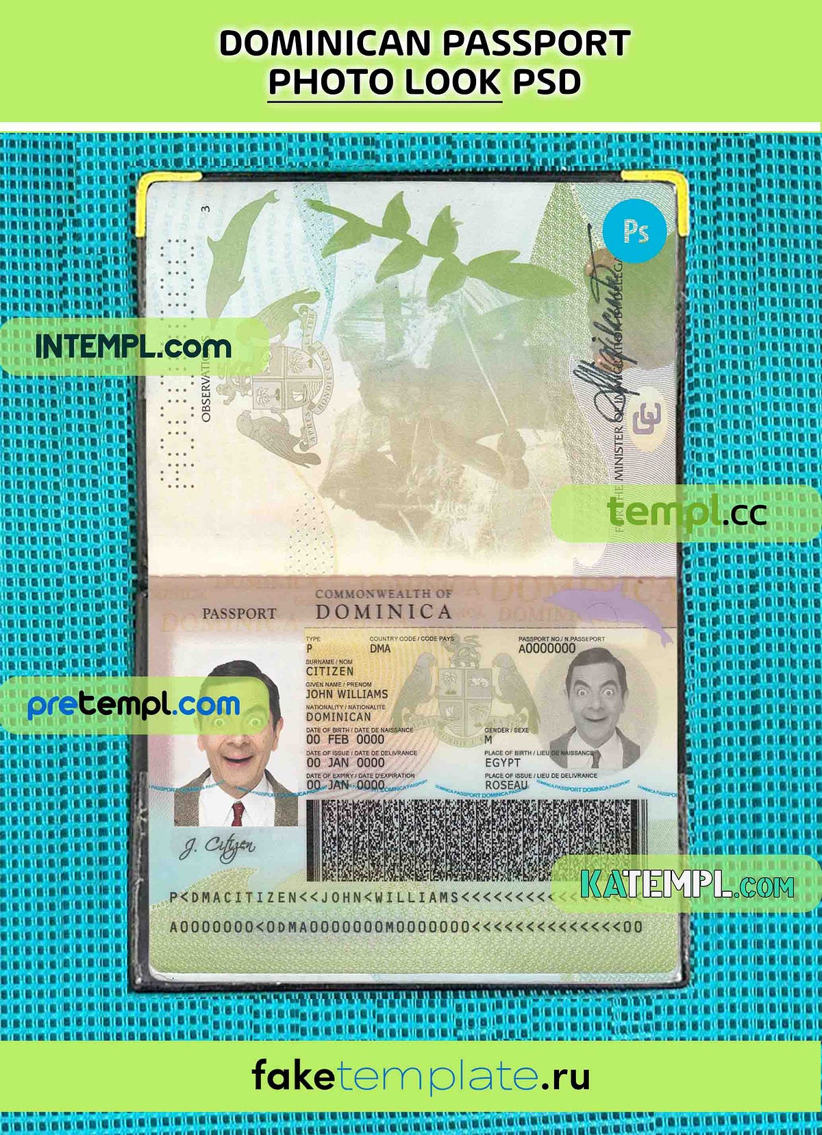 Dominican passport PSDs, editable scan and photograghed picture ...