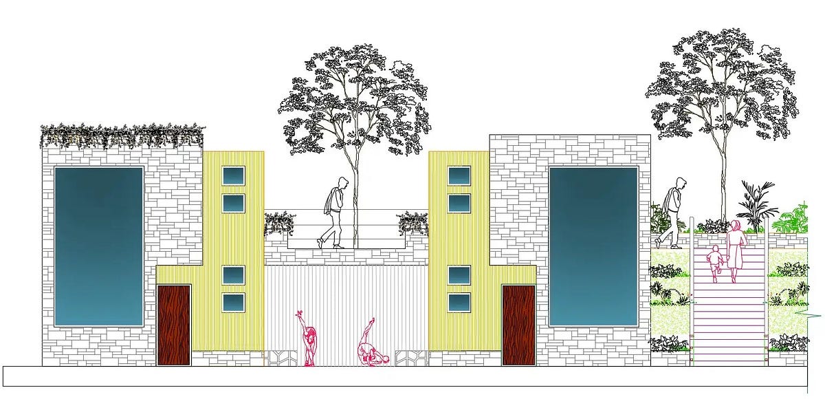 Small House Building Elevation Design DWG File. - Cadbull - Medium