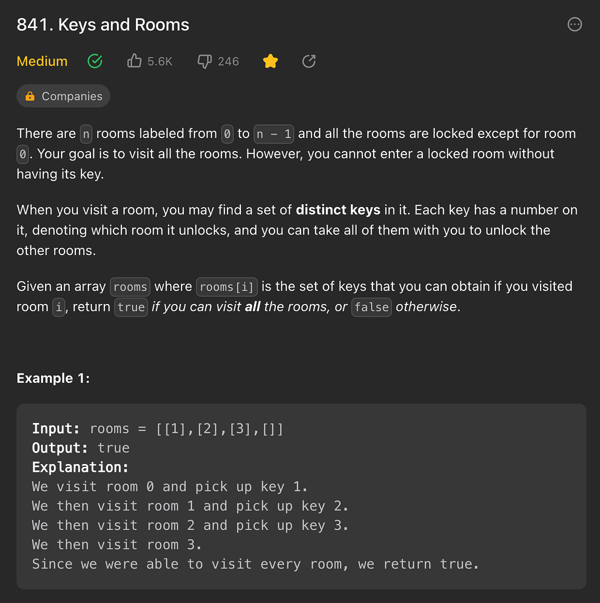 LC 841. Keys and Rooms. Fun graph problem and quite… | by Kein Li | Aug, 2023 | Medium