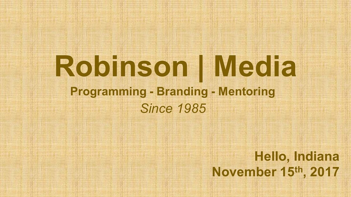 The Robinson Report — Hello, Indiana! | by Kevin Robinson | Medium
