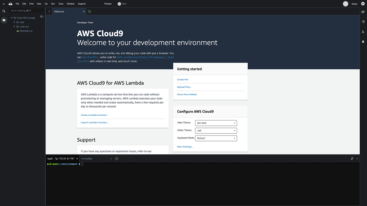 Create development environment for container-based apps using AWS Cloud9 (Node-RED example) | by ...