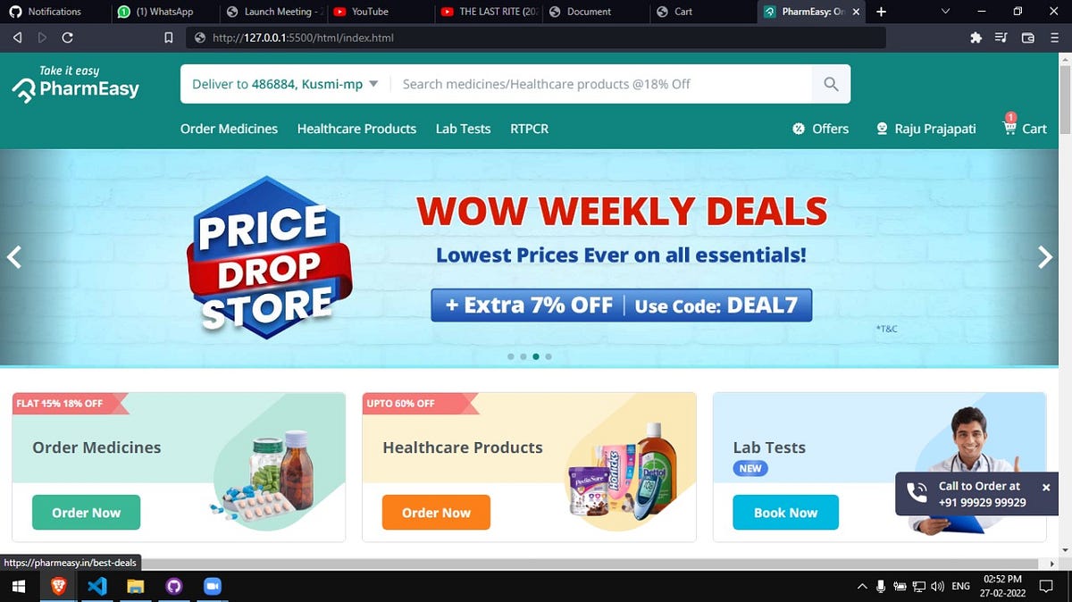 Cloning of PharmEasy Website. Take it easy, PharmEasy — You must have… | by Bharath k | Medium