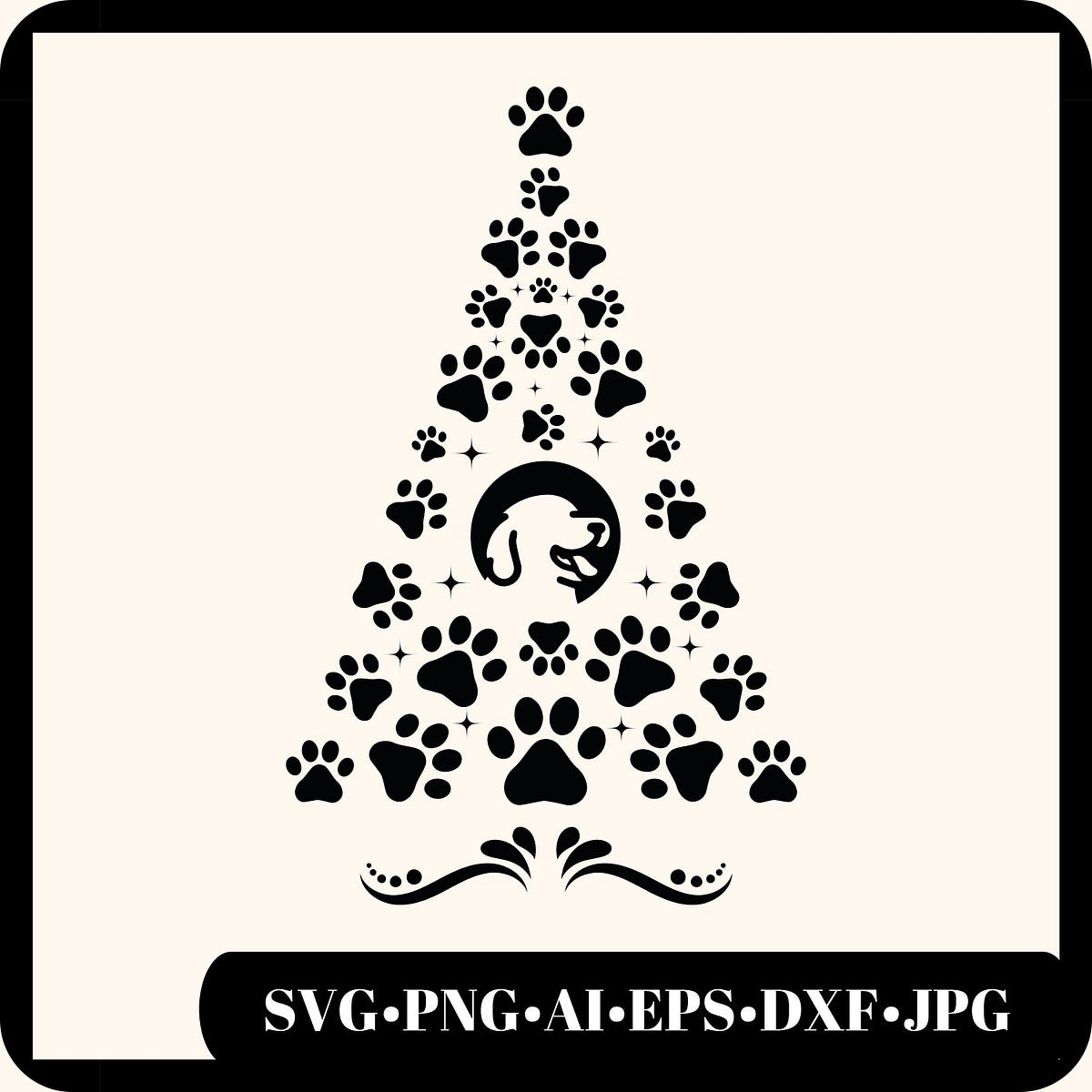 Christmas Paw Tree Svg Sublimation Design Download, Dog Tree Png File ...