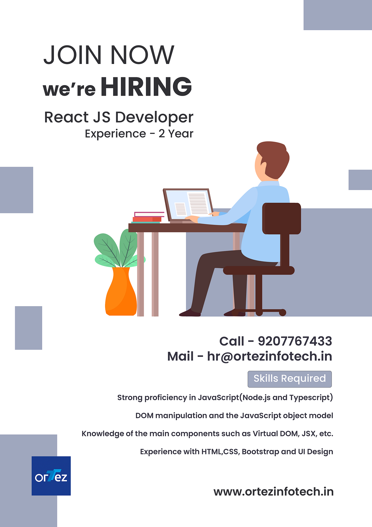 We are hiring React Js Developer - Ortez Infotech Private Limited - Medium
