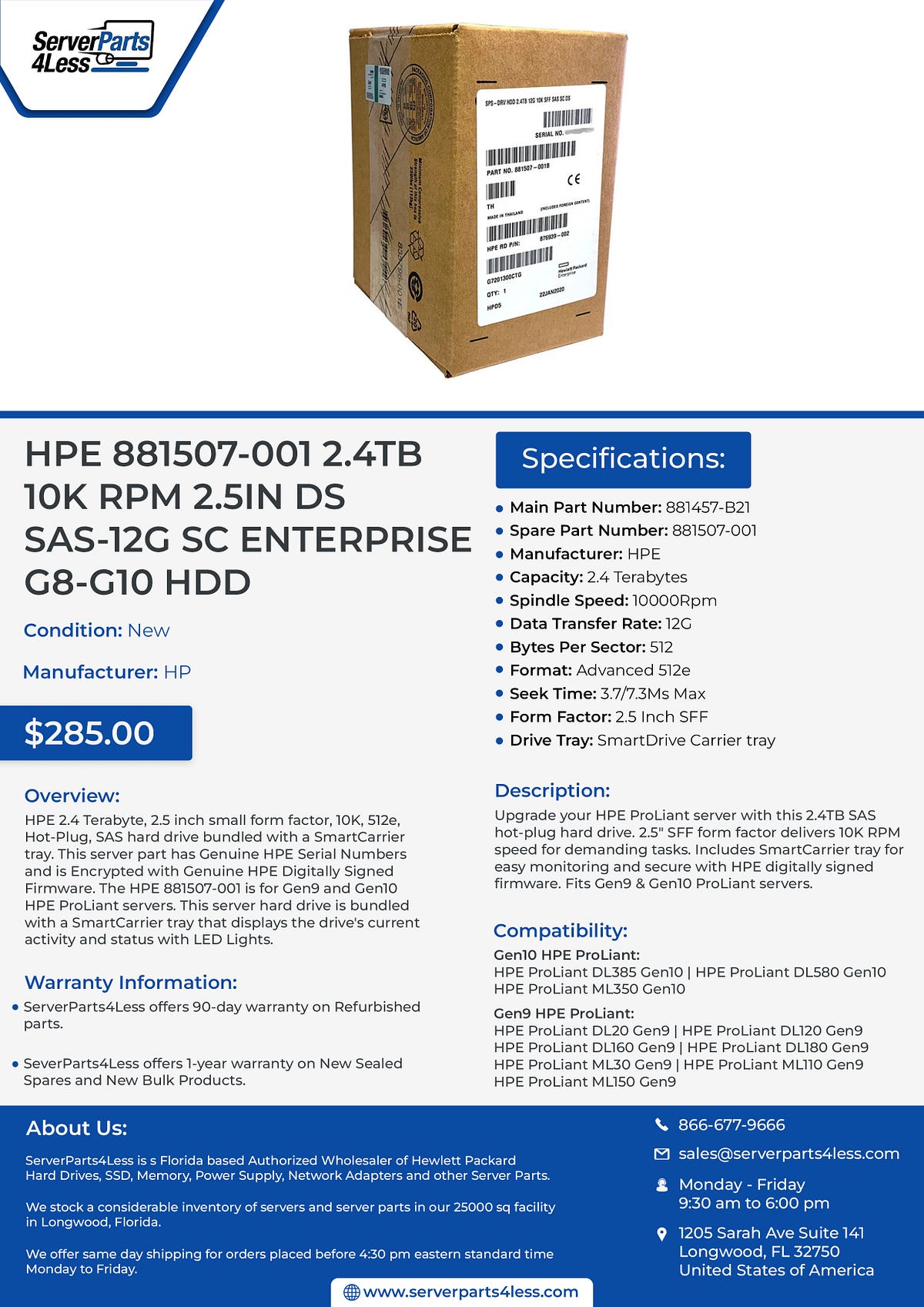 Buy HPE 881507–001 2.4TB 10k RPM 2.5in DS SAS-12G SC Enterprise G8-G10 HDD | by Serverparts4less ...