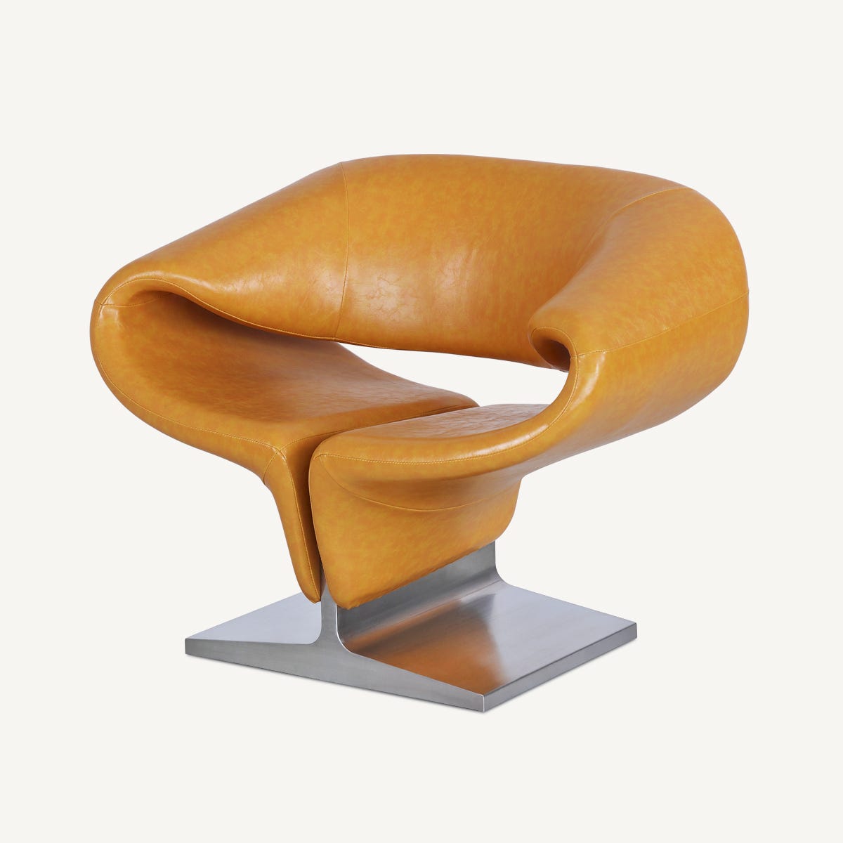 Ribbon Chair Replica in Genuine Leather - MING ZHANG - Medium