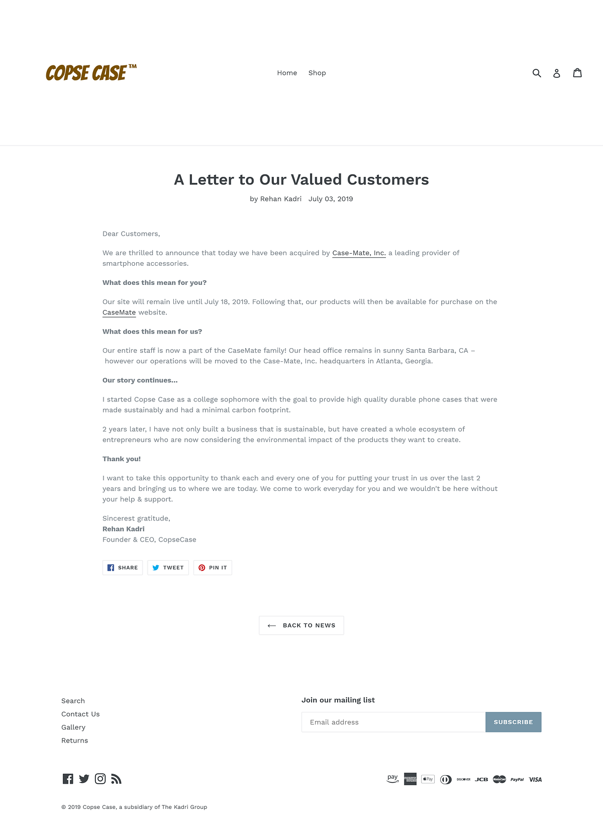 A Letter to Our Valued Customers. Dear Customers, | by Rehan Kadri | Medium