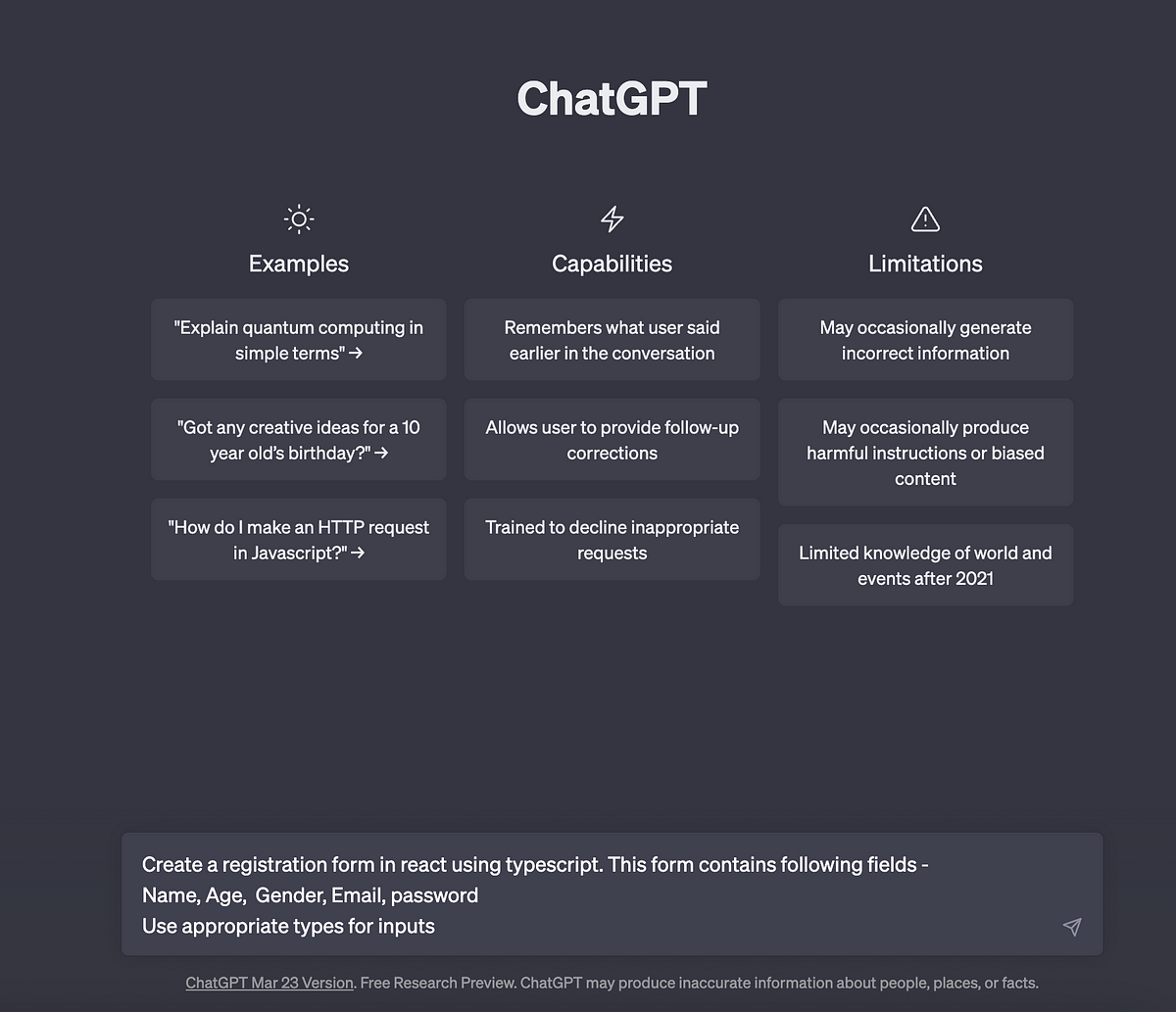 Create ReactJs app using ChatGPT. This document is for someone who ... Create ReactJs app using ChatGPT. This document is for someone who ...