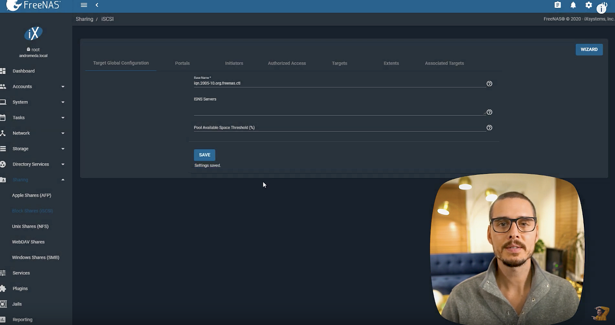 How To Create an iSCSI Target with FreeNAS | by Techno Tim | Techno Tim | Medium