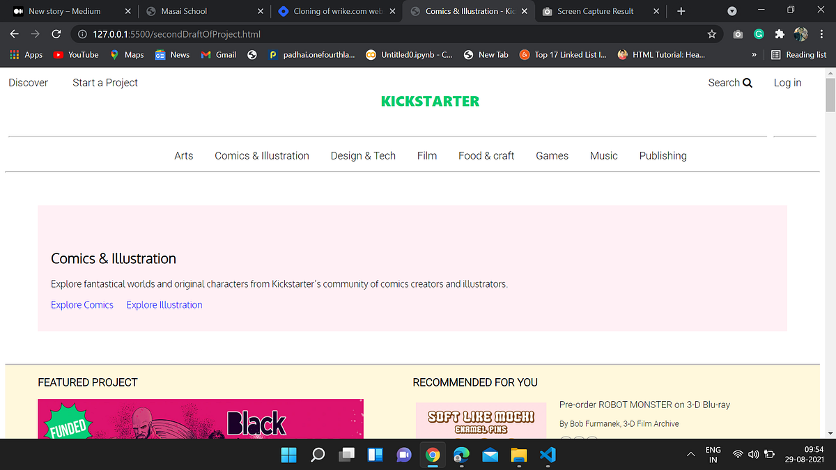 Cloning of Kickstarter.com in just 4 days using HTML and CSS | by ANAMIKA GUPTA | Medium
