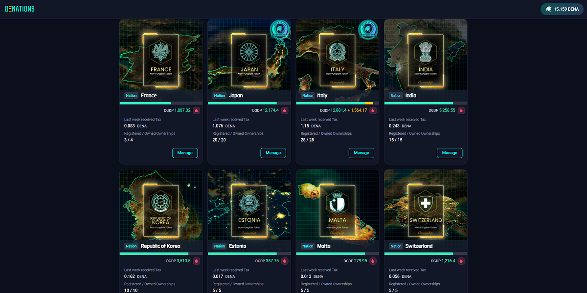 Register your Nation Ownerships (NFTs) and Collect Taxes (DENA)! - DeNations - Medium