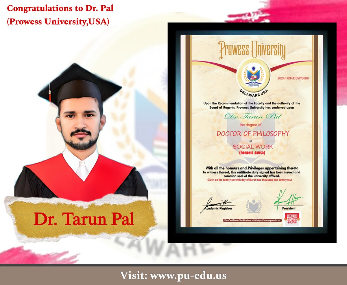 Prowess University Bestows Honorary Doctorate upon Dr. Tarun Pal in ...