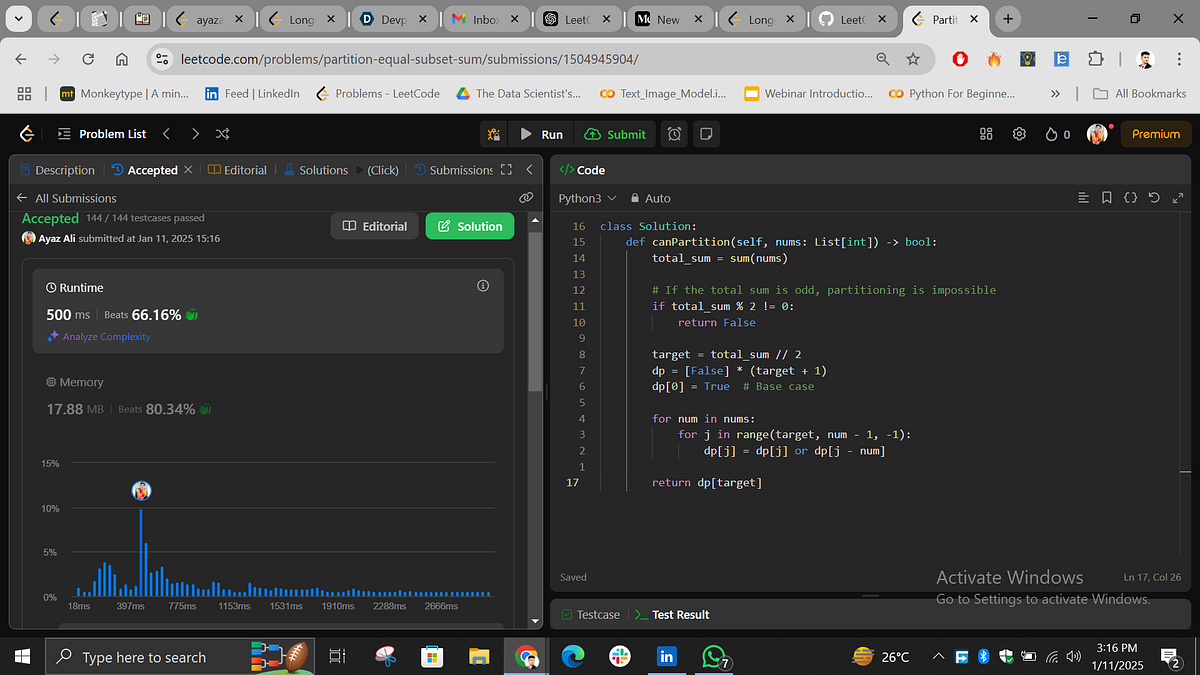 DSA | Day 16 of Google Interview Preparation Journey | Challenge 18: Partition Equal Subset Sum ...