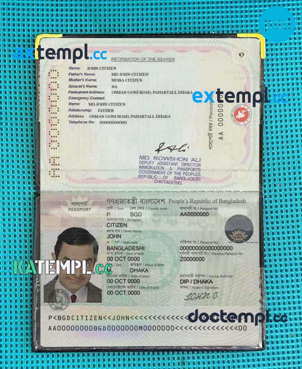 sample Bangladesh passport psd files, editable scan and snapshot sample ...