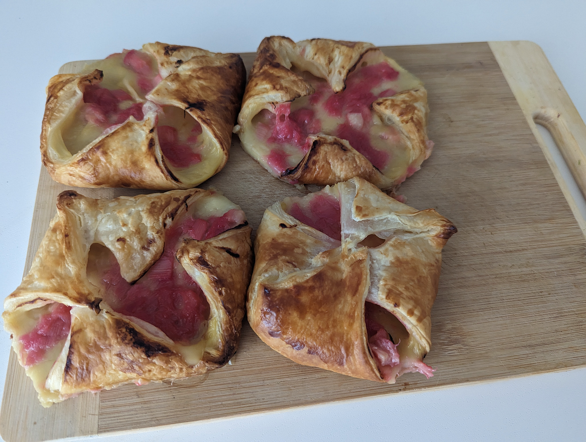 Puff Pastries with Rhubarb and Vanilla Custard | by Maddie Z. | Medium