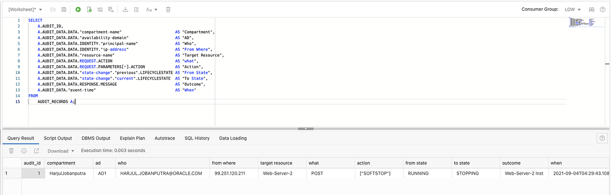 Query Oracle Cloud Audit data using Oracle Autonomous JSON Database | by Harjul Jobanputra | Medium