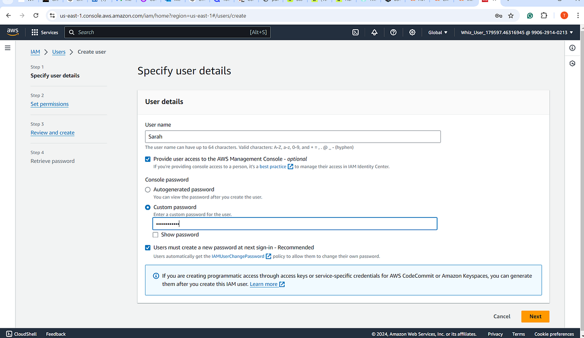Create IAM users and add them to IAM groups, along with permission ...