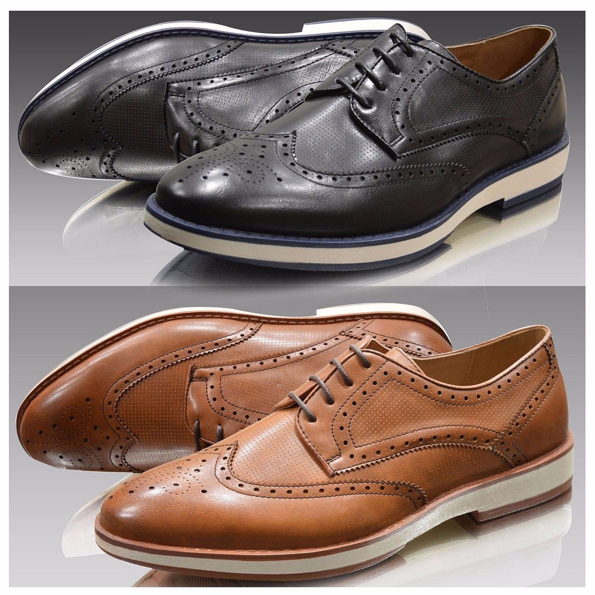 Mens Lace Up Italian Round Toe Wedding Brogues Formal Shoes Size 6 7 8 ...