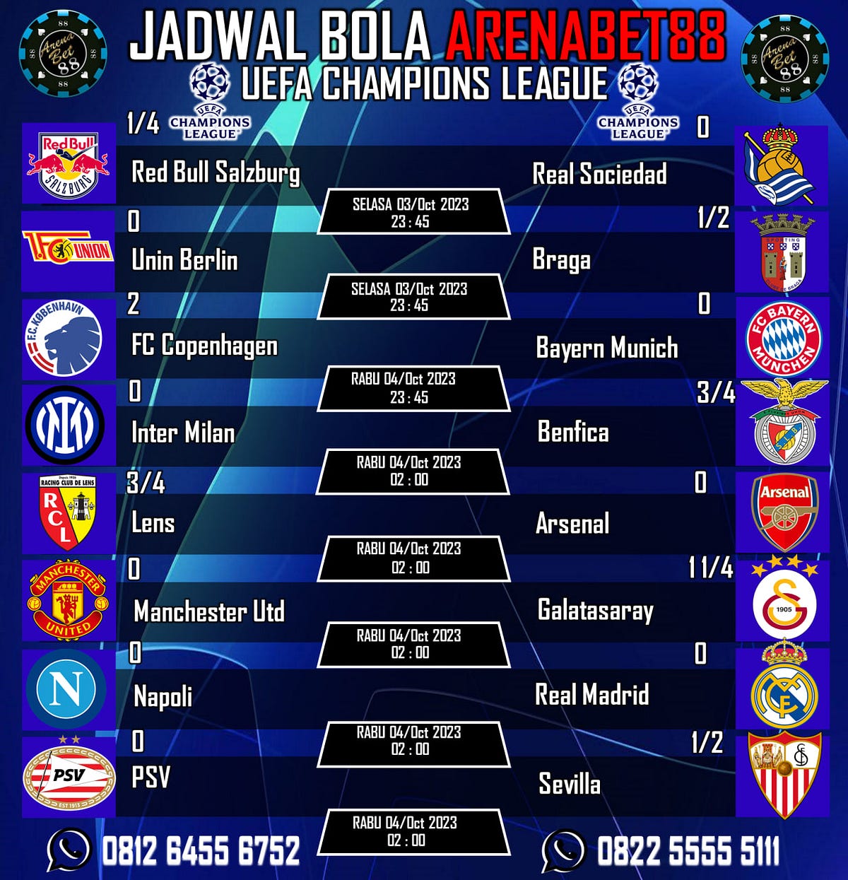 JADWAL UEFA CHAMPIONS LEAGUE - AGENARENABET88 - Medium