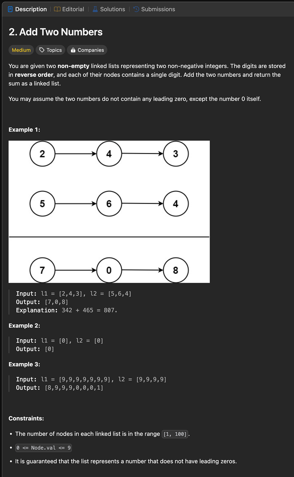 Leetcode Problem Solution With Go Add Two Numbers Medium By 7974