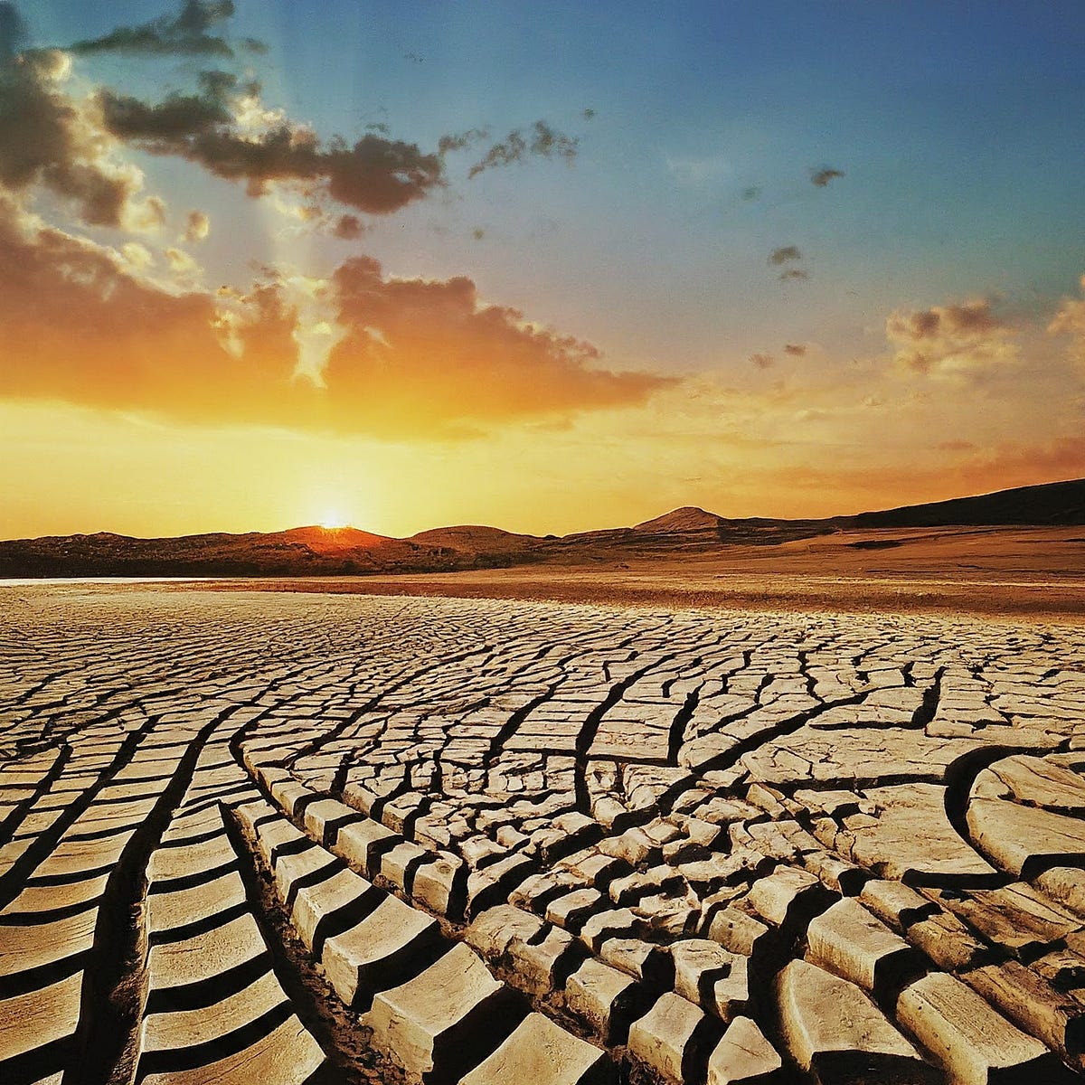 Parched Earth Cracks, a Silent Plea - Blue Insights - Medium