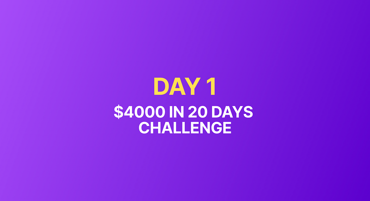 DAY 1 — The $4000 in 20 Days Challenge | by Imene M. | Jun, 2024 | Medium