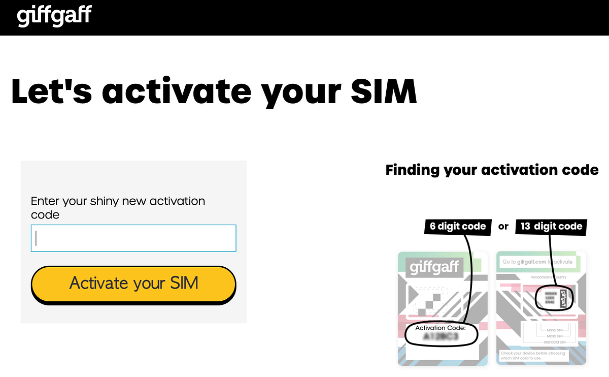How to activate the giffgaff SIM ? | by Man-Ju | Medium