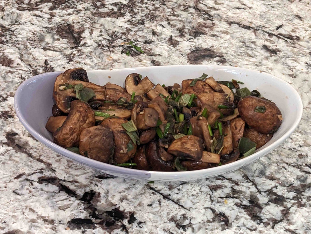 Roasted Brown Cremini Mushrooms with Sage and Chives | by M x 3 | Low ...