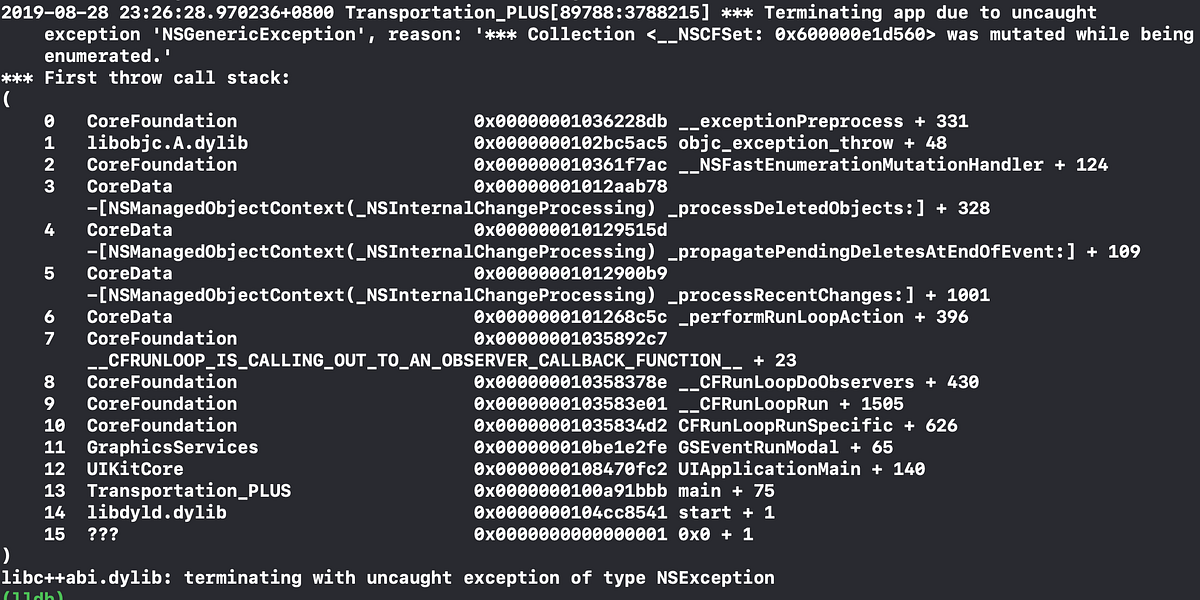 Swift崩潰日誌-NSGenericException. NSGenericException Collection was… | by Radiance | Medium