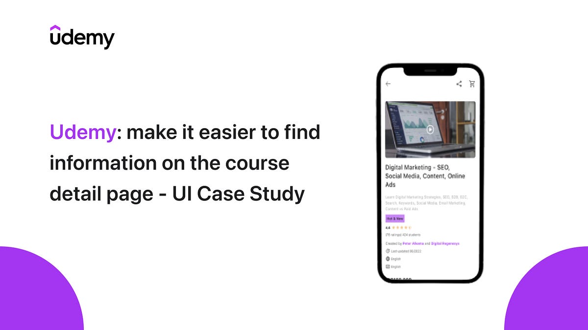 Udemy: make it easier to find information on the course detail page ...