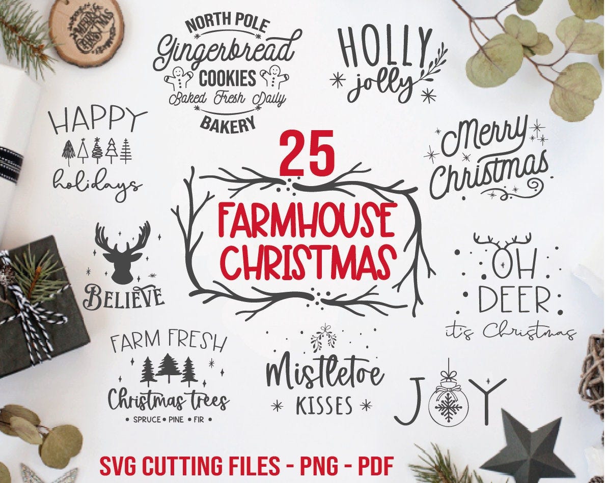 Christmas SVG Bundle, Farmhouse Christmas SVG. Farmhouse Sign Svg ...