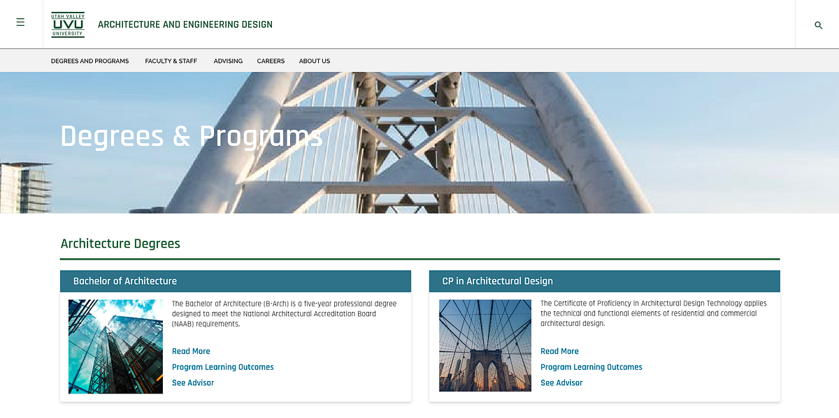 Using UX/UI skills to update the UVU Architecture and Engineering ...