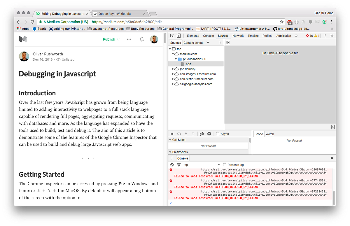 Debugging in Javascript. Introduction | by Oliver Rushworth | Medium