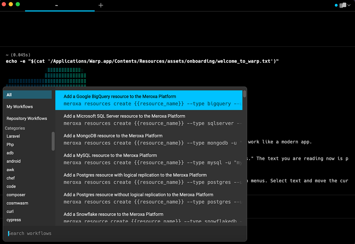 Warp — Workflows. Warp es un terminal disponible de… | by Ana Robles Díaz | Medium