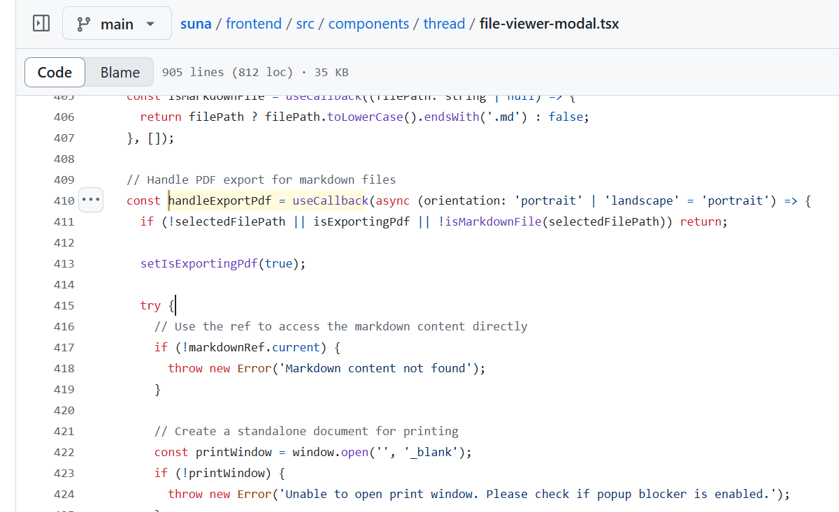 handleExportPdf() in Suna, an open source generalist AI agent. | by Ramu Narasinga | May, 2025 ...