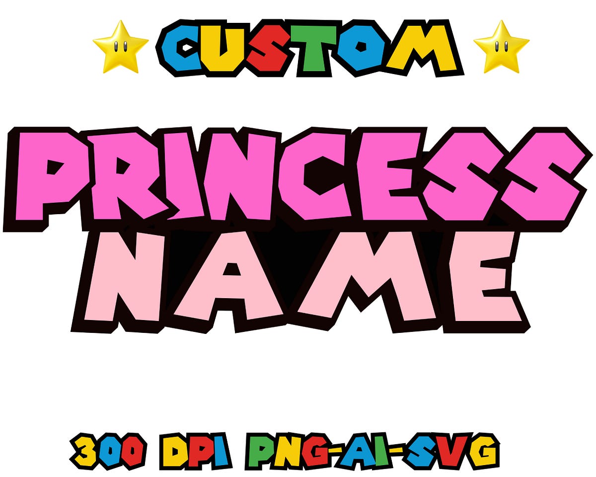 Custom Super Name, Custom Name in Mario Font, Pink Theme, Digital mario ...