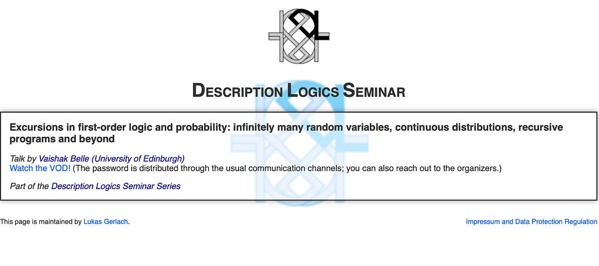 News: Logic and Learning series + description logics seminar - Dr Vaishak Belle - Medium