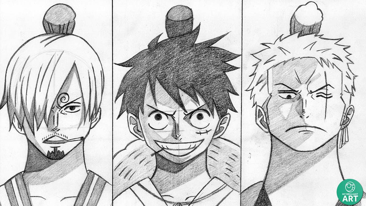 How to Draw One Piece Sanji Luffy and Zoro - Anime Drawing - Medium