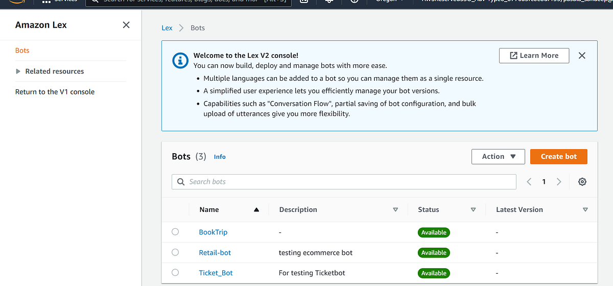 Create a Retail chatbot using Amazon Lex V2+AWS lambda with Facebook messenger as a channel ...
